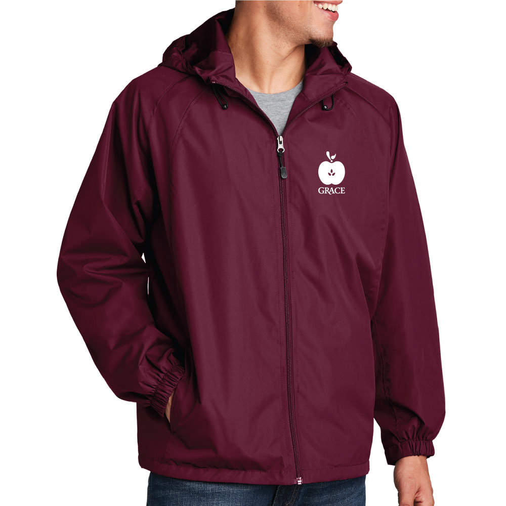 GRACE Embroidered Hooded Windbreaker | VarsityCentralNJ.com